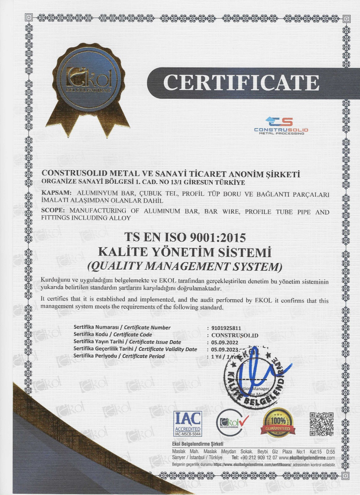 Sertifikalar – Constru Solid