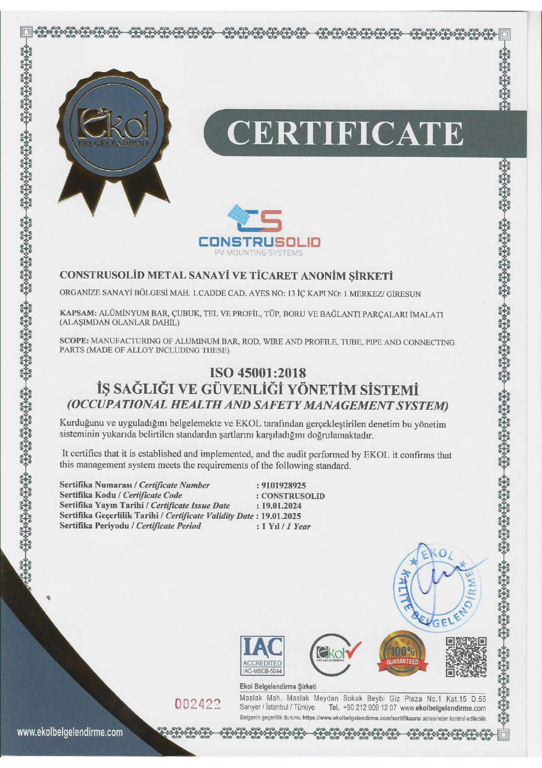 Sertifikalar – Constru Solid